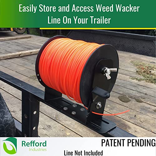 Refford Industries Patent Pending Weed Wacker Line Holder, Holds 5lb Spools Unlike Competitors, Built-in Line Cutter, Upgraded Steel Bolt Locks Spool in Place, Heavy Duty Stainless Steel Bracket