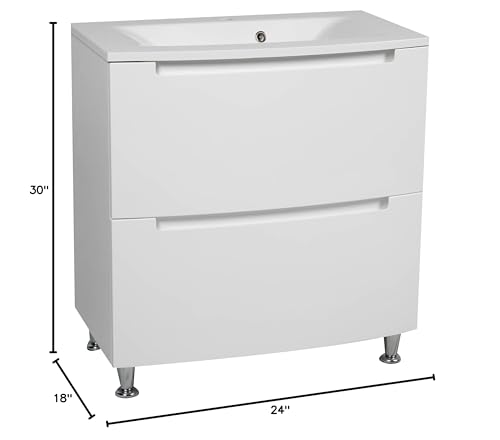 Sample of Cabinet Finish | Modern Free Standing Bathroom Vanity with Washbasin | Delux White Hight Gloss Collection | Non-Toxic Fire-Resistant MDF-Omega Collection 40"