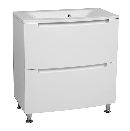 Sample of Cabinet Finish | Modern Free Standing Bathroom Vanity with Washbasin | Delux White Hight Gloss Collection | Non-Toxic Fire-Resistant MDF-Omega Collection 40"