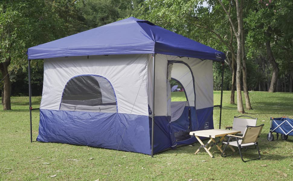 KAMPKEEPER Camping Cube for Pop Up Canopy Tent, Converts 10'x10' Straight Leg Canopy into Camping Inner Tent, with 1 Dog Hole–Fully Vented Roof(Canopy & Frame NOT Included), Navy Blue