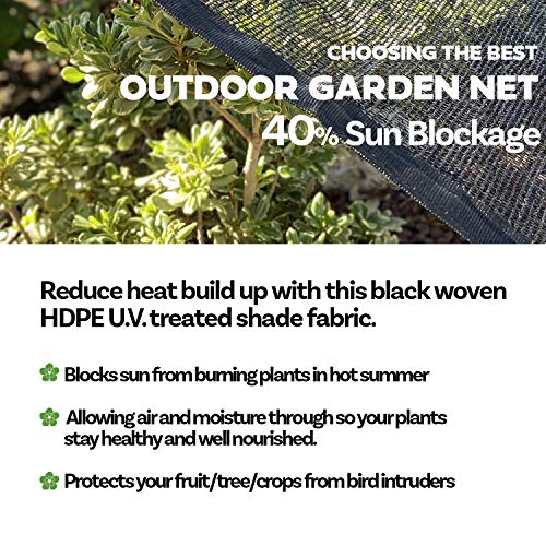 Alion Home 40% Sunblock Shade Cloth with Grommets - Garden Netting - Sun Shade Cover for Garden Patio Plants - Black (6' x 4')
