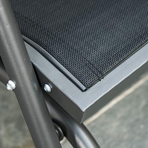 Outsunny Porch Glider, Set of 2, Metal Frame Swing Glider Chair with Breathable Mesh Fabric, Curved Armrests and Steel Frame for Garden, Poolside, Backyard, Balcony, Black