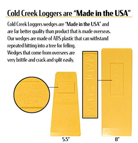 Cold Creek Loggers Felling Wedges, Tree Felling Wedges for Tree Cutting, Logging Wedge Set for Chain Saw, 5.5" (2-Pack) and 8" (2-Pack)