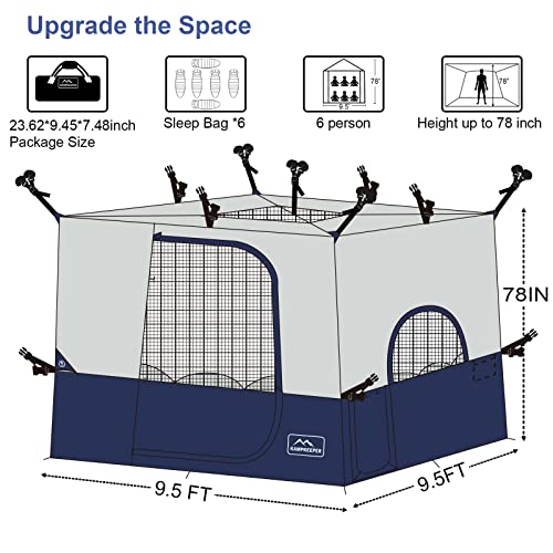 KAMPKEEPER Camping Cube for Pop Up Canopy Tent, Converts 10'x10' Straight Leg Canopy into Camping Inner Tent, with 1 Dog Hole–Fully Vented Roof(Canopy & Frame NOT Included), Navy Blue