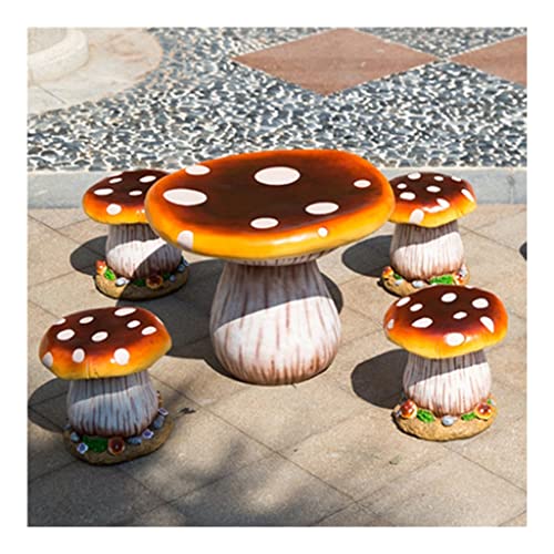 FRP Table and Chair Set, Weatherproof Outdoor Patio Decorative Ornaments, Creative Table and Chair Set (Color : Style 2, Size : Set of 5)