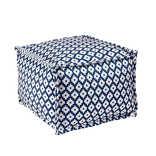 nuLOOM Oia Printed Indoor/Outdoor Filled Ottoman Pouf