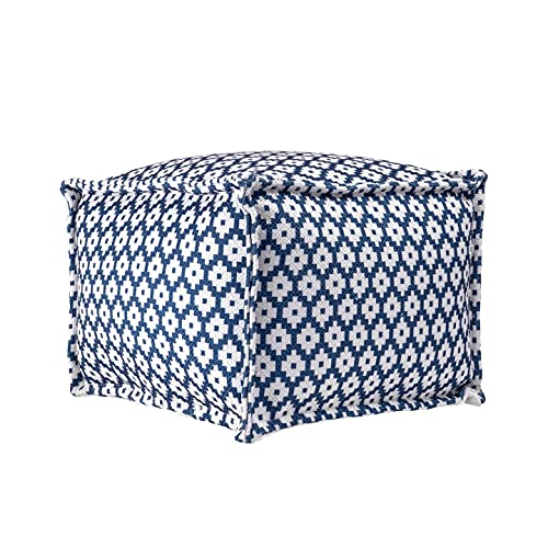 nuLOOM Oia Printed Indoor/Outdoor Filled Ottoman Pouf