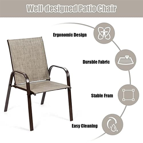 ZHYH 2 Piece Patio Chair Outdoor Dining Chair Garden Terrace Yard Armchair