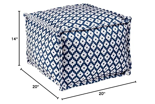 nuLOOM Oia Printed Indoor/Outdoor Filled Ottoman Pouf
