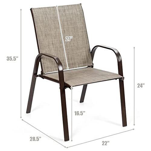 ZHYH 2 Piece Patio Chair Outdoor Dining Chair Garden Terrace Yard Armchair