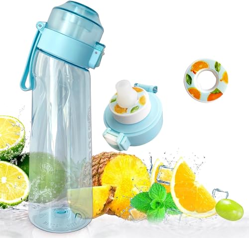 Rhea & Co. Scented Infusion Fruit Fragrance Water Bottle, Water Bottle with One Mystery Flavor Pod - 650ml (Blue +1 Free Pod)