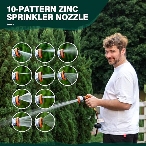 Nichro Retractable Garden Hose Reel Wall Mount, 1/2"×100 ft Automatic Garden Hose Reel with Cover and 10 Pattern Hose Nozzle, Auto Rewind/Any Length Lock/180° Swivel Bracket for Garden Watering
