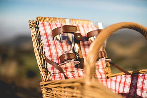 PICNIC TIME Piccadilly Picnic Basket - Romantic Picnic Basket for 2 with Picnic Set, (Red & White Plaid Pattern)