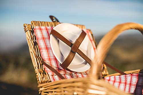 PICNIC TIME Piccadilly Picnic Basket - Romantic Picnic Basket for 2 with Picnic Set, (Red & White Plaid Pattern)