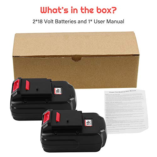 OHYES BAT 18 Volt PC18B Replacement Battery Compatible with Porter Cable 18V Battery PC18B-2 PCC489N PC18BLEX 2Packs