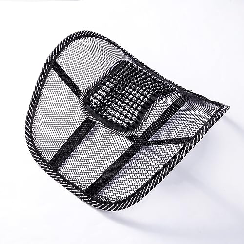 Mesh Lumbar Back Support Massage Cushion Office Home Car Seat Chair Ventilate Cool Cushion Pad with Massage (Black, 40 * 7.5 * 36cm/15.8 * 3 * 14.2inch (L*W*H))
