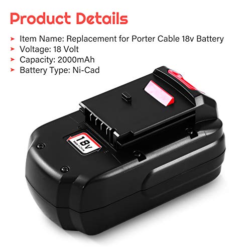 OHYES BAT 18 Volt PC18B Replacement Battery Compatible with Porter Cable 18V Battery PC18B-2 PCC489N PC18BLEX 2Packs