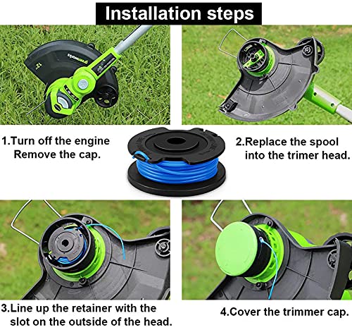 29252 Weed Eater Spool for Greenworks Weed Eater String Replacement Spool, 0.065"-16ft Trimmer Line Replacement Spool for Greenworks Weed Wacker String Trimmer 24V 40V (10 Spool+2 Cap)