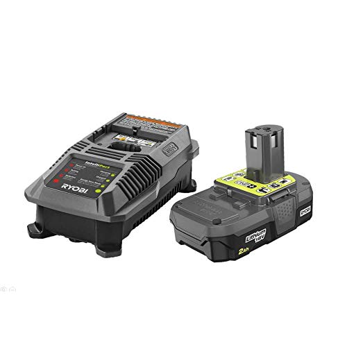 Ryobi P163 18V OnePlus Lithium 2.0Ah Compact Battery and Charger Upgrade Kit includes a P118 Charger and P190 Battery