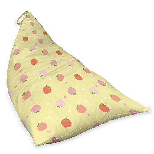 Ambesonne Peach Colors Lounger Chair Bag, Repetitive Fruit with Leaves Blossom in Warm Muted Tones Pattern, High Capacity Storage with Handle Container, Lounger Size, Pale Yellow Peach Salmon