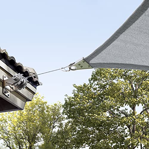 Amgo 20' x 20' Grey Rectangle Square Super Ring Sun Shade Sail ATAWS20 Canopy Awning Shades for Patio-Commercial Standard Heavy Duty-260 GSM(We Customize)