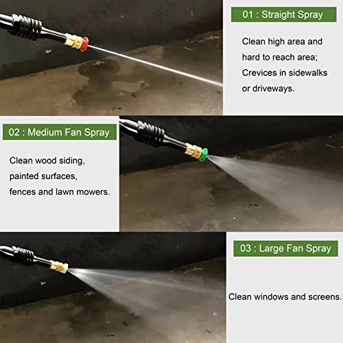 Raincovo Pressure Washer Nozzles Tips Set, 5 Degrees Nozzles with 2 Second Story Nozzles, 1/4 Inch Quick Connect, 7 Pack, Orifice 3.0