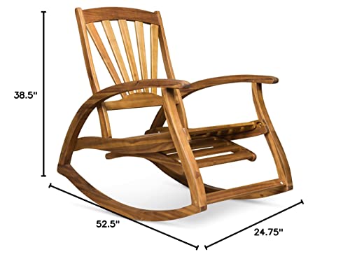 Christopher Knight Home Alva Outdoor Acacia Wood Rocking Chair with Footrest, Teak Finish