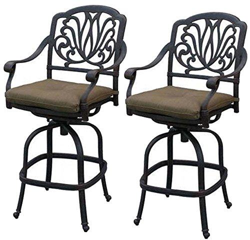 Outdoor Patio Swivel Bar Stools Cast Aluminum Elisabeth Outdoor 2pc Set
