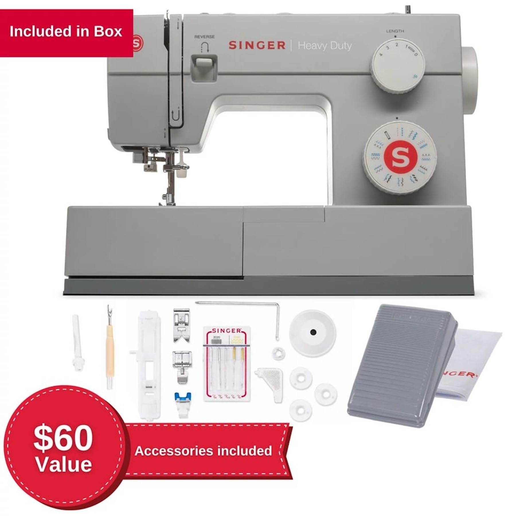 SINGER | 4423 Heavy Duty Sewing Machine With Included Accessory Kit, 97 Stitch Applications, Simple, Easy To Use & Great for Beginners