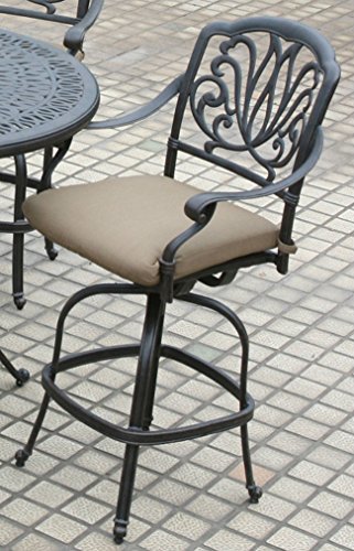 Outdoor Patio Swivel Bar Stools Cast Aluminum Elisabeth Outdoor 2pc Set