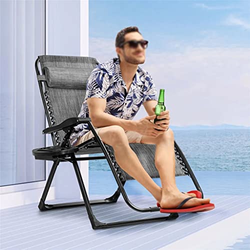 WYFDP Extra Large Lounge Chair Patio Folding Recliner Grey