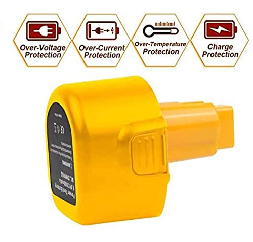 VANON [Upgrade to 4800Ah 9.6V DW9062 Ni-MH Replace for Dewalt 9.6Volt Battery DW9061 DW926 DC750KA DW955K DW955 DW926K-2 DW926K DW902 DW050 DE9062 DE9061 DE9036 DW955K-2 DW050K(2Pack,Yellow)