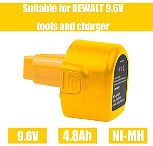 VANON [Upgrade to 4800Ah 9.6V DW9062 Ni-MH Replace for Dewalt 9.6Volt Battery DW9061 DW926 DC750KA DW955K DW955 DW926K-2 DW926K DW902 DW050 DE9062 DE9061 DE9036 DW955K-2 DW050K(2Pack,Yellow)