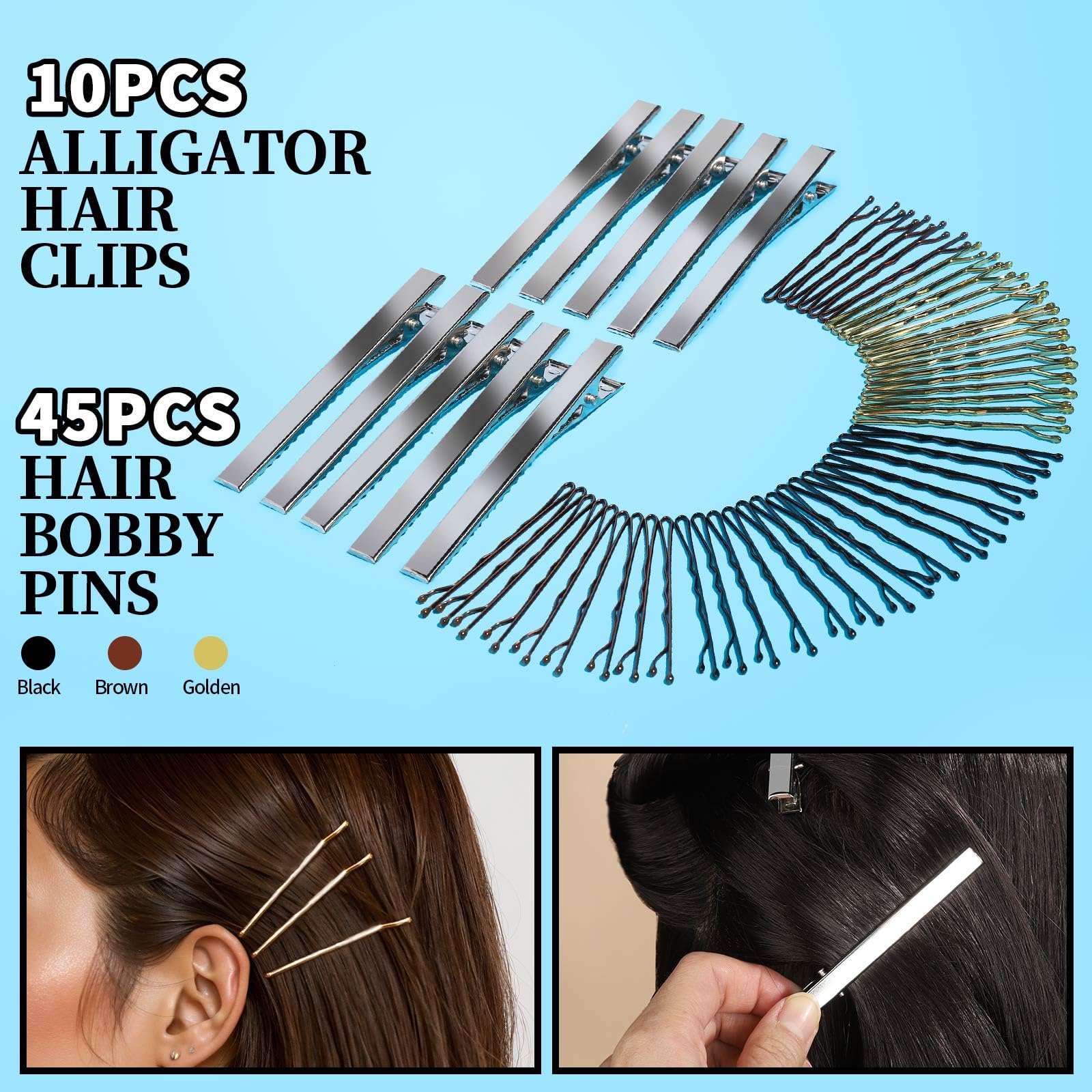 FANDAMEI Hair Accessories Kit - Elastic Hair Ties, Cotton Bands, Rubber Bands, Hair Pins, Rat Tail Comb for Women