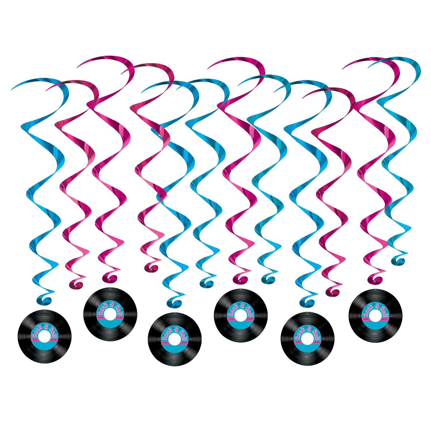 1950's Oldies Theme Sock Hop Birthday Party Supplies Decorations Records Banner Door Cover Soda Shop Whirls Set Kit Bundle