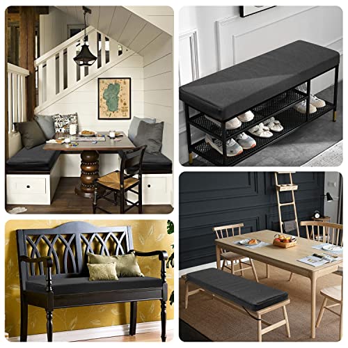 Bench Cushion , Indoor/Outdoor Bench Cushion, Bench Cushion for Storage Bench and Window Seat, Swing Cushion, Durable Thicken Bench Seat Pads 120*42*8cm, Grey and Black
