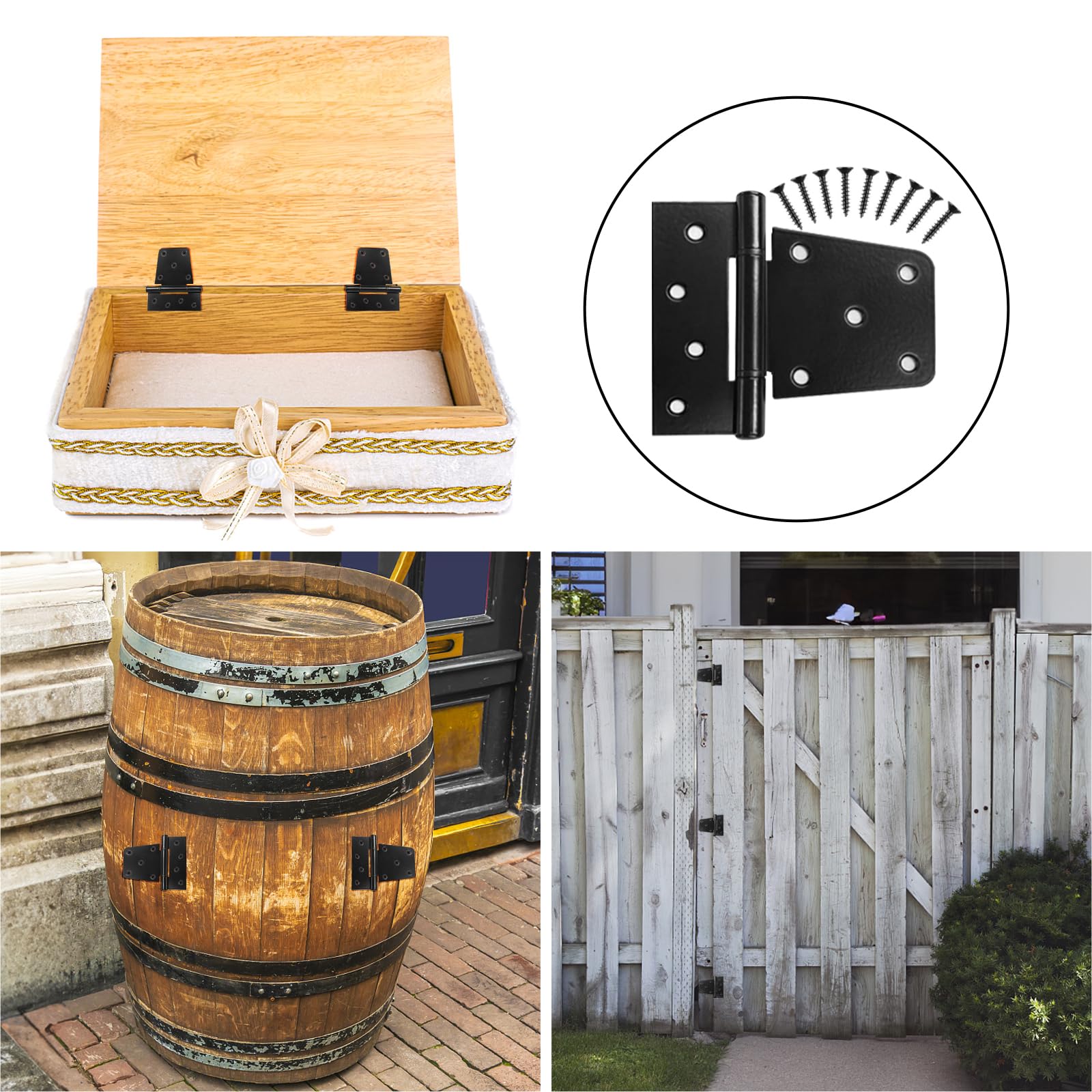 Airsnigi Heavy Duty Gate Hinges 9 Pack, 3.5 Inch Heavy Duty Shed Door Hinges Door Barn Gates Hinges Black Square Hinges for Gate, Barn or Storage Shed