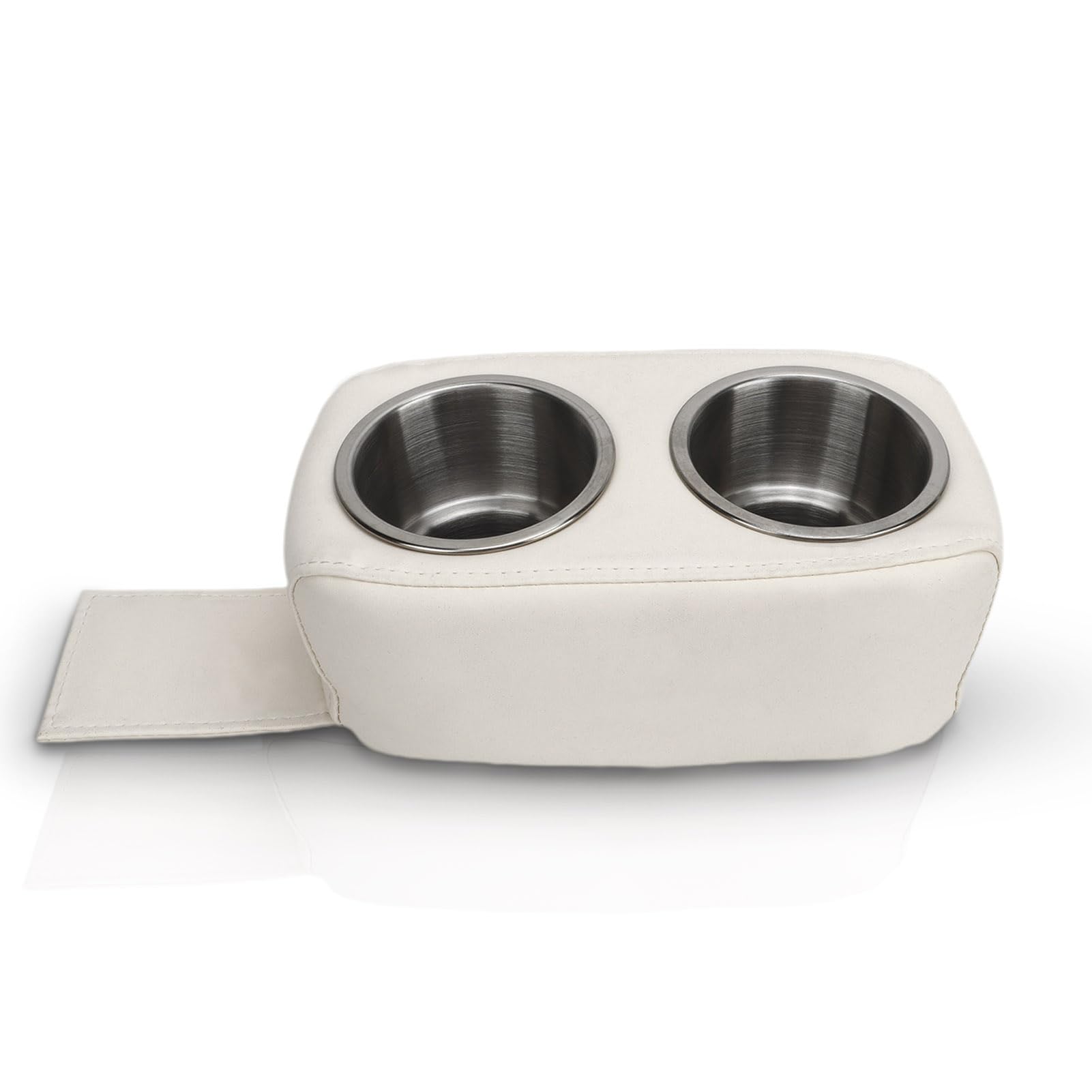 Double Stainless Steel Cup Holder, Strong and Durable, Portable Design, Ideal for Pontoons and Fishing Boats, With PVC Clamshell (White)