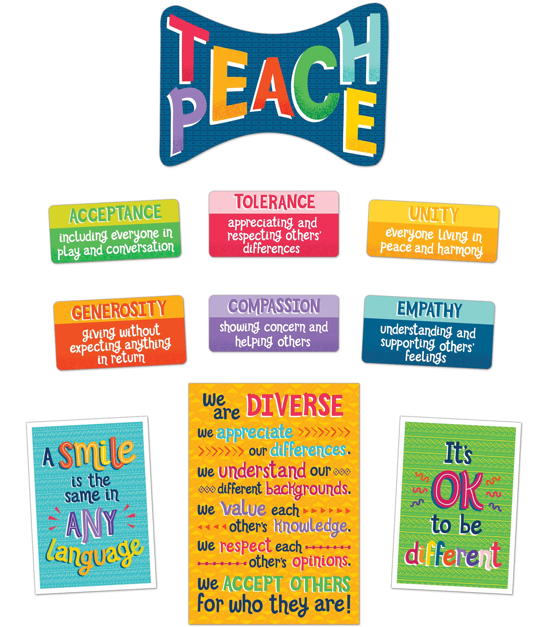 Carson Dellosa – One World Teach Peace Bulletin Board Set, 11 Pieces, Classroom Décor
