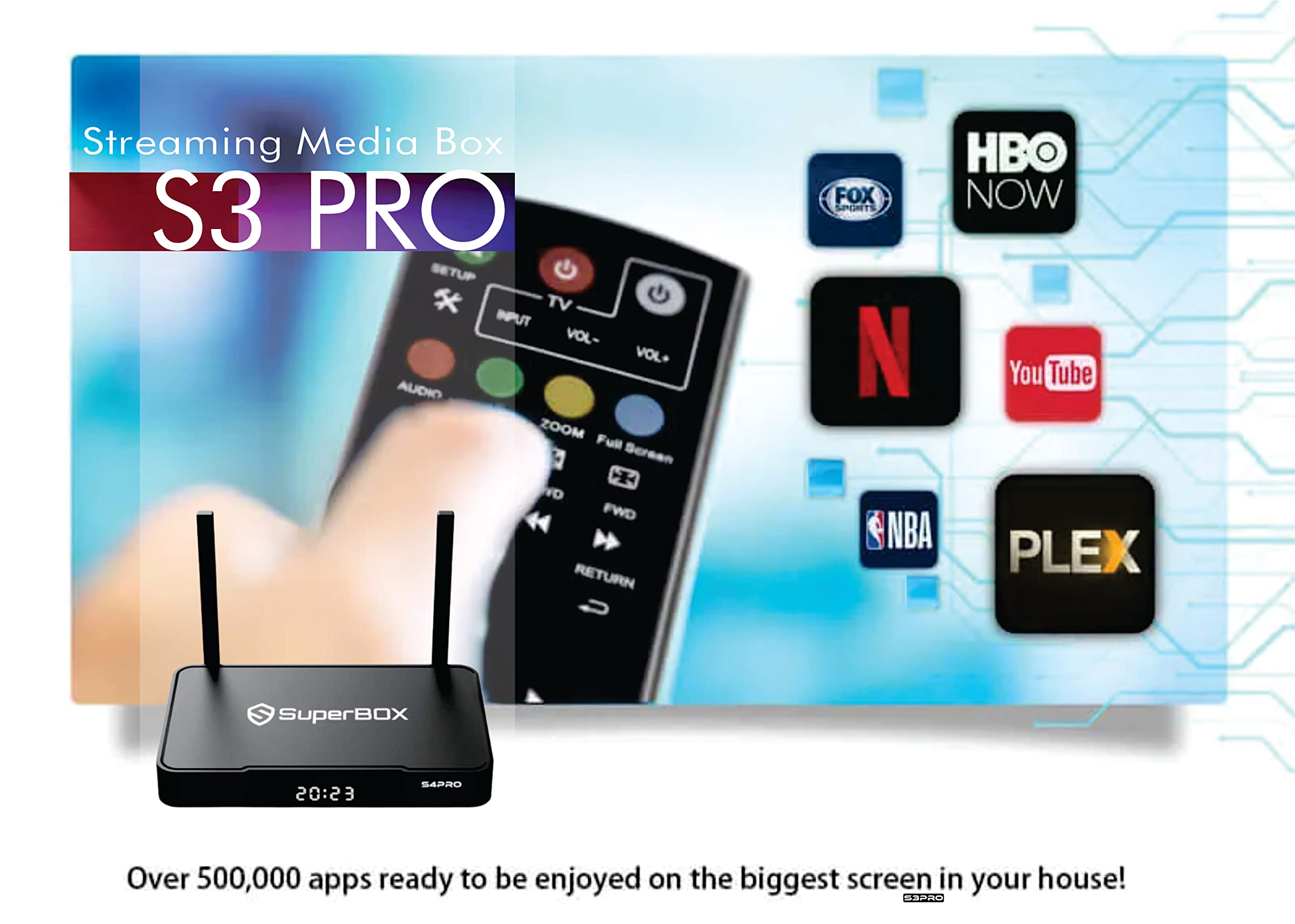 S3 Pro Android Tv Box Power up with Hdmi Gold Plate OLED 4K Extra Air Mouse 2.4GHz Mini Keyboard HDMI Switcher/Splitter 2 Input 1 Output Supports 4K HDR Compatible with PS5, PS4, Xbox, Switch, PC