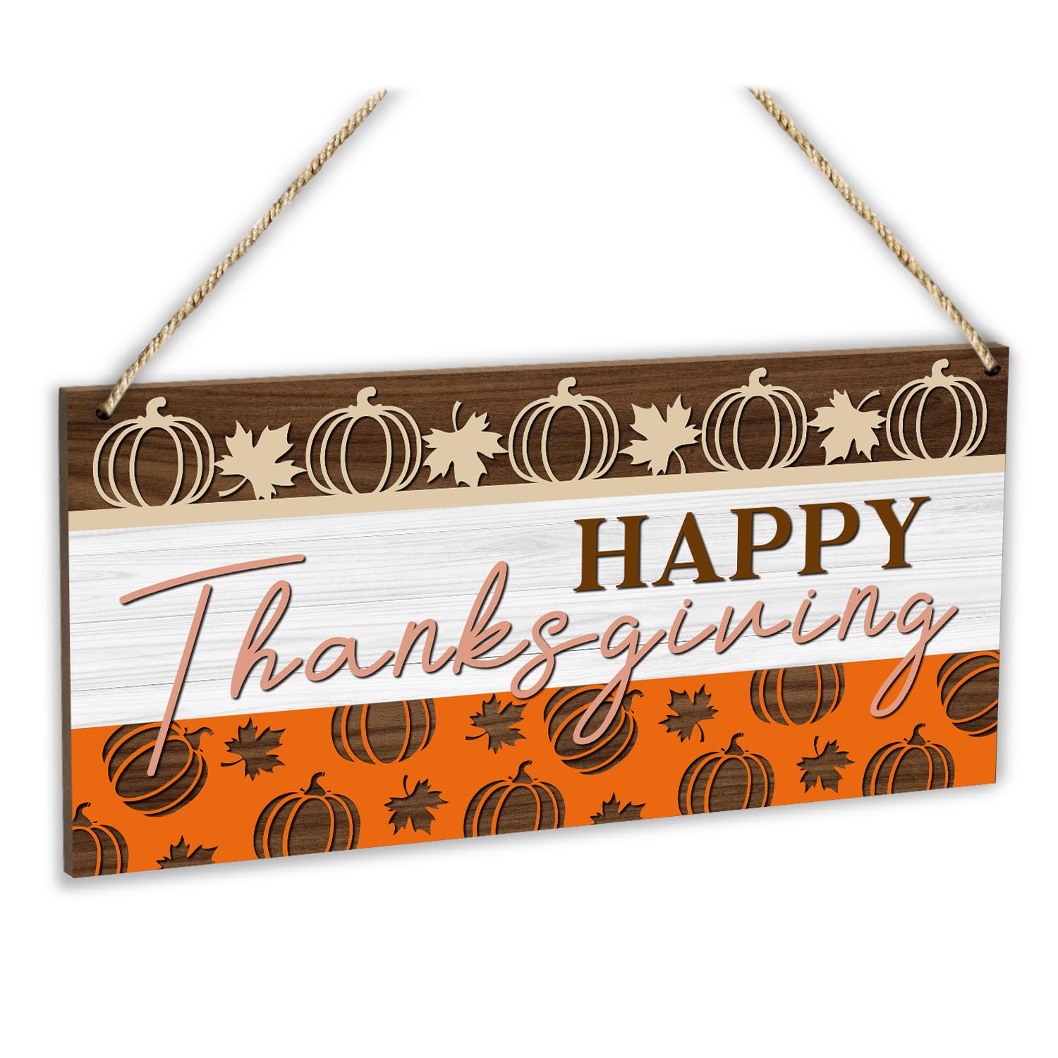 Maple Leaf Pumpkin Fall Happy Thanksgiving Hanging Sign Wooden Home Decor Plaque, Outdoor Indoor Wood hanging Sign for Thanksgiving, Autumn Harvest Wooden Front Door Sign Wall Porch Farmhouse Decor-36