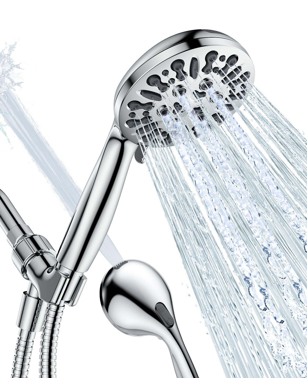 JDO Shower Head with Handheld, High Pressure Handheld Shower Head 9 Settings, Detachable Shower Head Set with Stainless Steel Hose and Shower Bracket (Chrome)