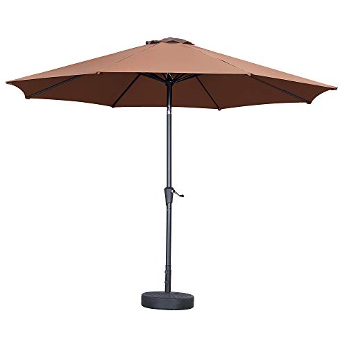HYD-Parts 11 FT Large Patio Umbrella Waterproof and Sun Shade 360-Degree Outdoor Umbrella with Tilt and Crank (Coffee)