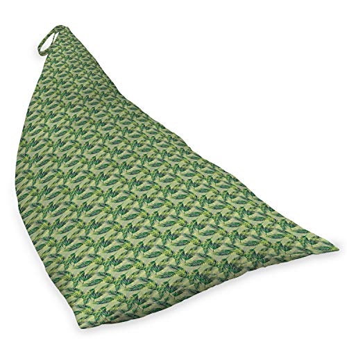 Ambesonne Palm Leaf Lounger Chair Bag, Jungle Rainforest Pattern Hand Drawn Green Foliage, High Capacity Storage with Handle Container, Lounger Size, Green Apple Green