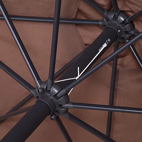 HYD-Parts 11 FT Large Patio Umbrella Waterproof and Sun Shade 360-Degree Outdoor Umbrella with Tilt and Crank (Coffee)