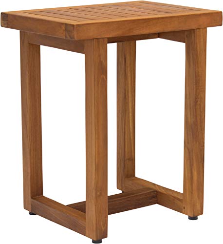 AquaTeak 18" Spa Teak Shower Bench with Elevated Height