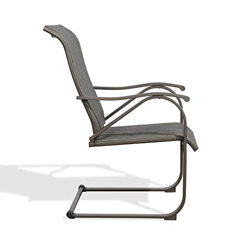 Patio Tree Outdoor Spring Motion Dining Chairs, Patio Bistro Chairs with Textilene Steel Frame, Set of 2