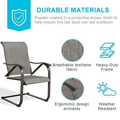 Patio Tree Outdoor Spring Motion Dining Chairs, Patio Bistro Chairs with Textilene Steel Frame, Set of 2