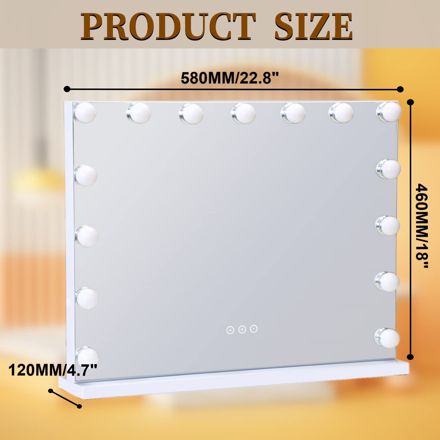 Vanity Mirror with Lights,Lighted Vanity Mirror with 15 Dimmable Bulbs for Dressing Room & Bedroom,3 Color Lighting,Modes Detachable 10x Magnification 360°Ratation (Off White-15 Bulbs)