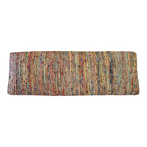 LR Home Colorful Chindi Blue Legs Bench, 1'6" x 3'11" x 1'4", Multi